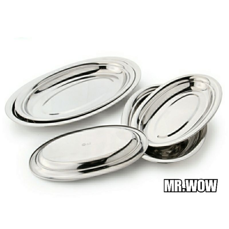 Stainless Steel Oval /Egg Shape Dish /Plate/ Steam Fish Plate / Pinggan ...