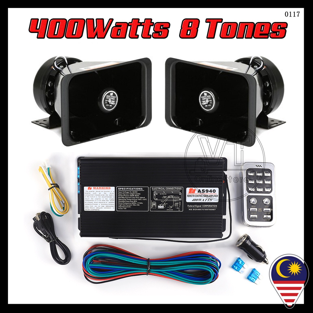 400W Wireless Car Electric Emergency Loud Siren Warning Speaker Siren 8 ...