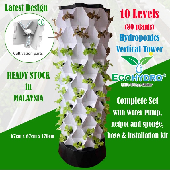 65L (UPGRADED) Hydroponic Vertical Tower Greenhouse Indoor Plant Growing System hydroponics ...
