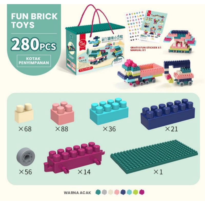 Lego BUILDING BLOCKS FUN BRICK BLOCK 280 PCS | Shopee Malaysia