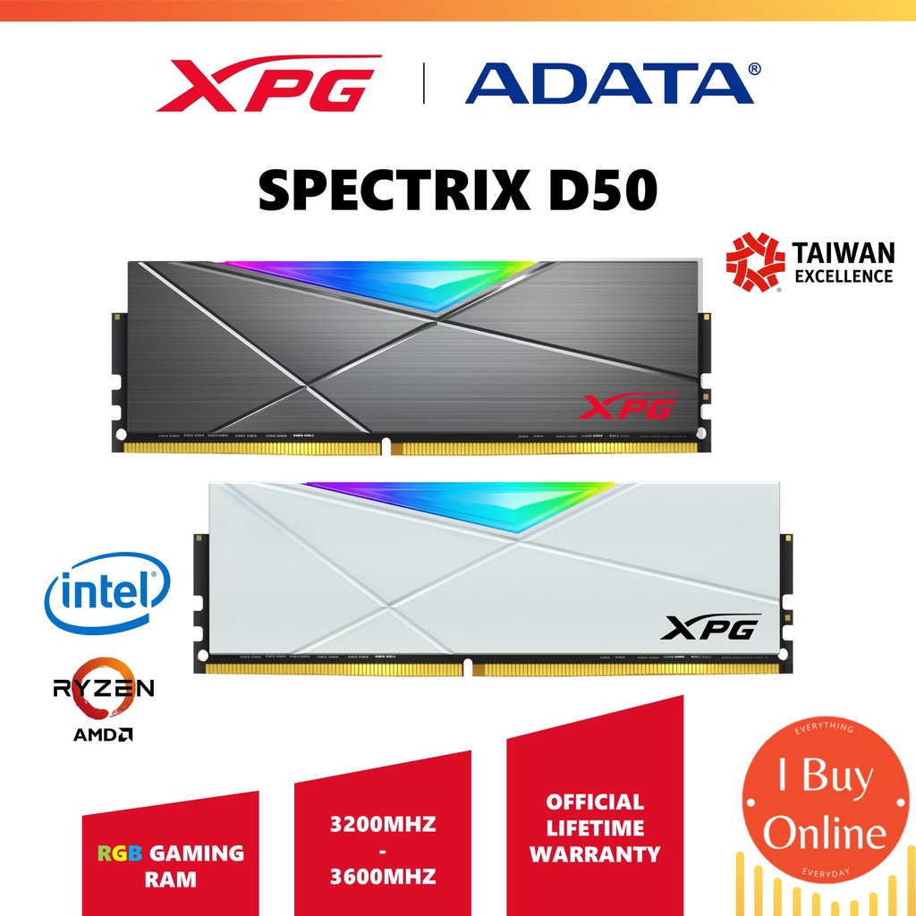 ADATA XPG Gaming RAM Spectrix D50 RGB DDR4 (16GB 8x2/8GB/32GB) | Shopee ...