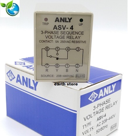 ANLY ASV-4 3-PHASE SEQUENCE VOLTAGE RELAY AC 208 ~ 440V | Shopee Malaysia