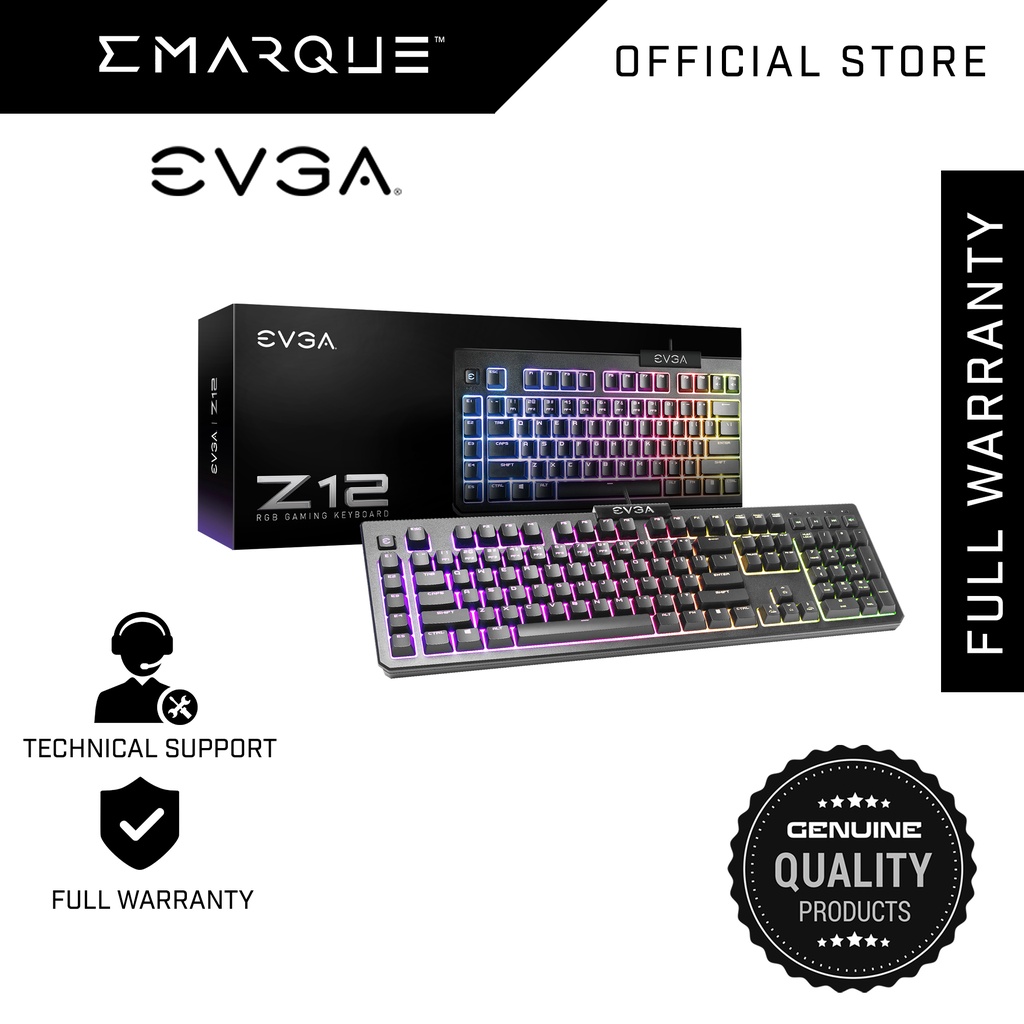 // EVGA Z12 — Full Size RGB Gaming Keyboard — Membrane Switch ...
