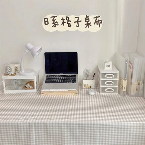 【Tablecloth】网红格子书桌布布艺少女心ins风学生卧室书桌布寝室桌布小清新风 | Shopee Malaysia