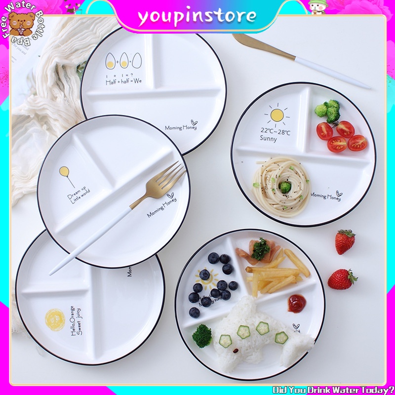 VOLEMER Divided Fat-reducing Plate for One-person Food Home Breakfast ...