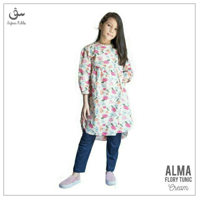 (4-5 Years Old) Alma Flory Beige Tunic Kids Flower Motifs | Shopee Malaysia