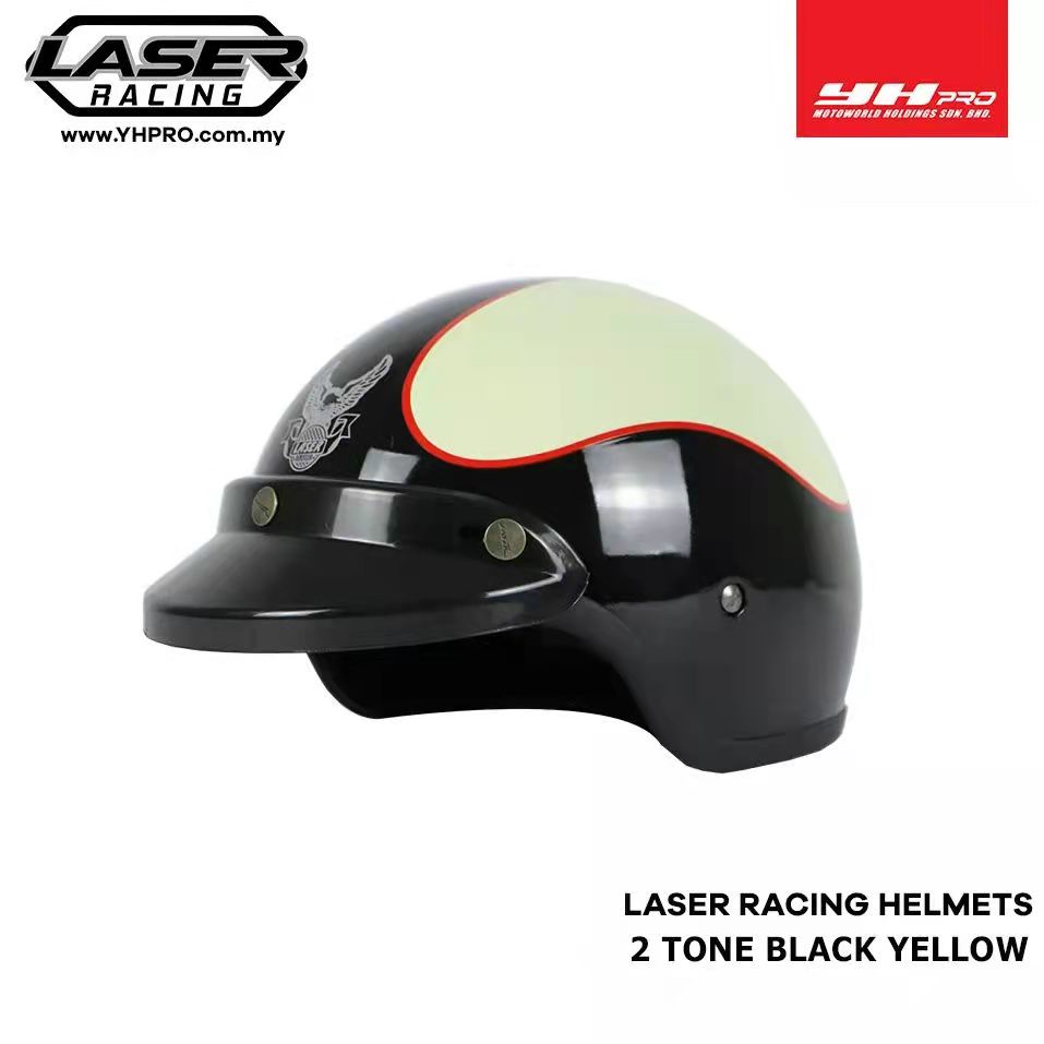 LASER HELMET SEPARUH 2-TONE (SIRIM 100% LULUS) 3 BUTTON , HELMET LASER ...