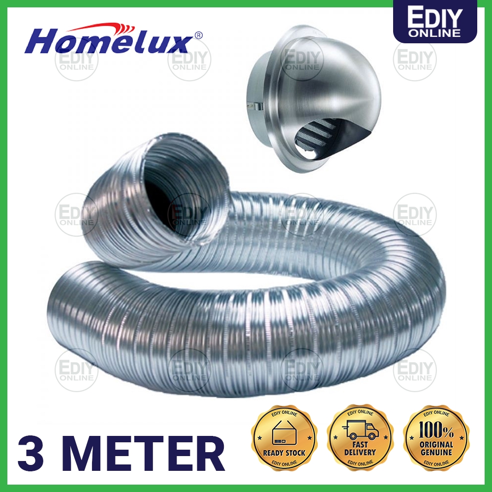 HOMELUX Aluminium Exhaust Hose Pipe and Cap 3 meter 6'' for cooker hood ...
