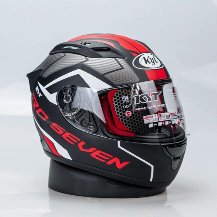 MERAH KYT RC7 Full Face Helmet Motif Series 18 Matt Black Red Red Black ...