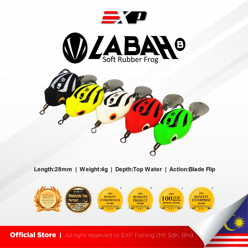 EXP LABAH B FROG Soft Rubber Frog Expert For Snakehead Hunter Haruan ...