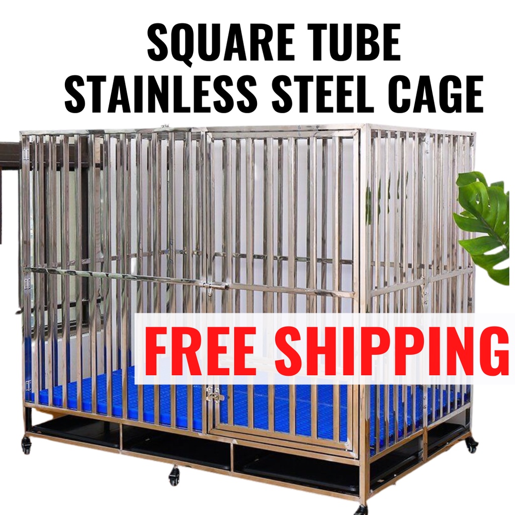 【Square TUBE】Premium Thicken Assembly Stainless Steel Type Dog Cage ...