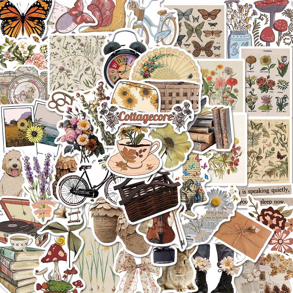 50pcs retro art series graffiti stickers cute hand account stickers ...