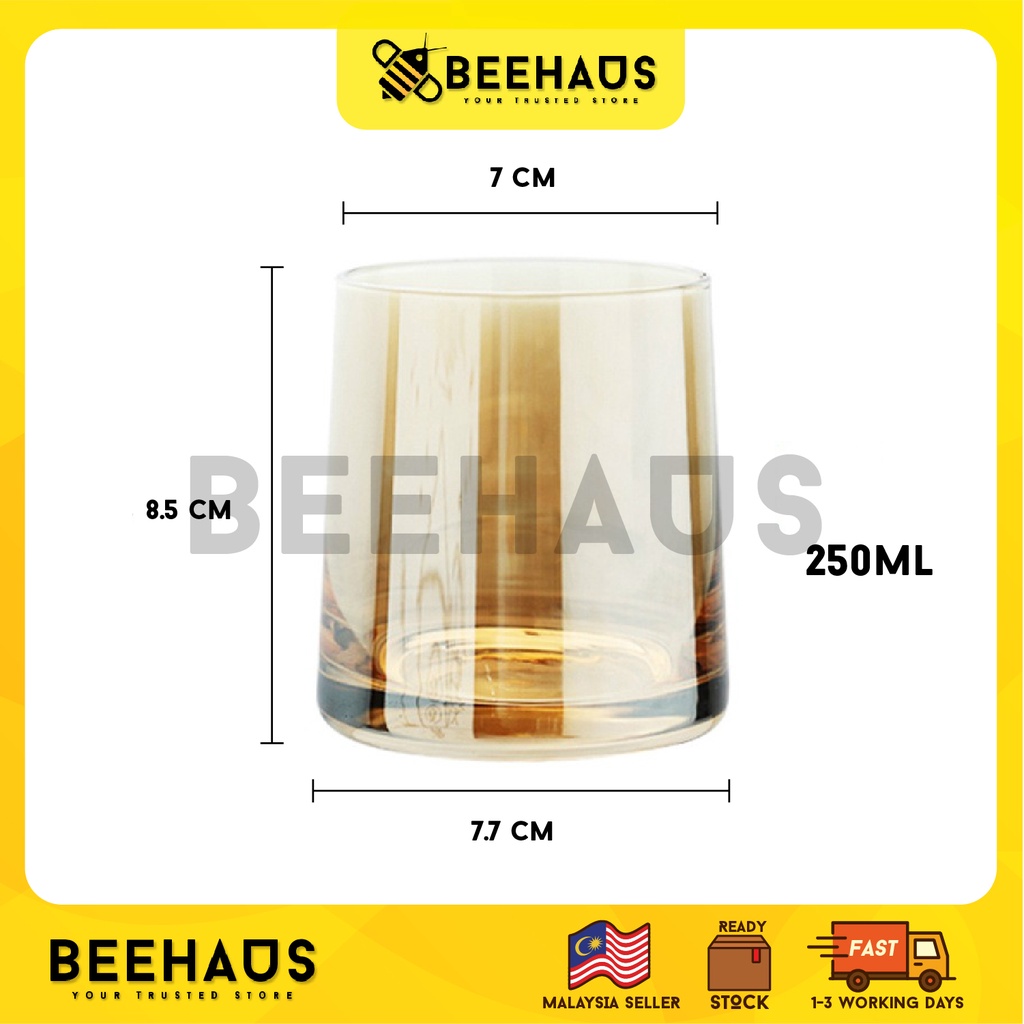 BEEHAUS Transparent Round Glass Cup | Single Layer Crystal Whisky Glass ...
