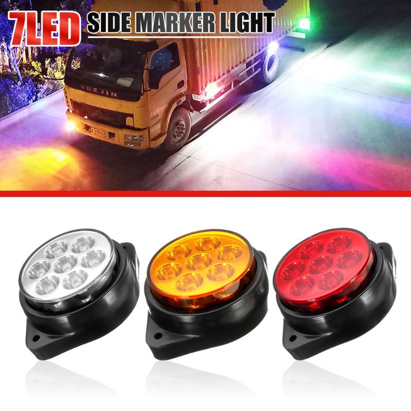 lampu lori tepi 7 LED Truck Trailer Side Marker Light Indicator ...