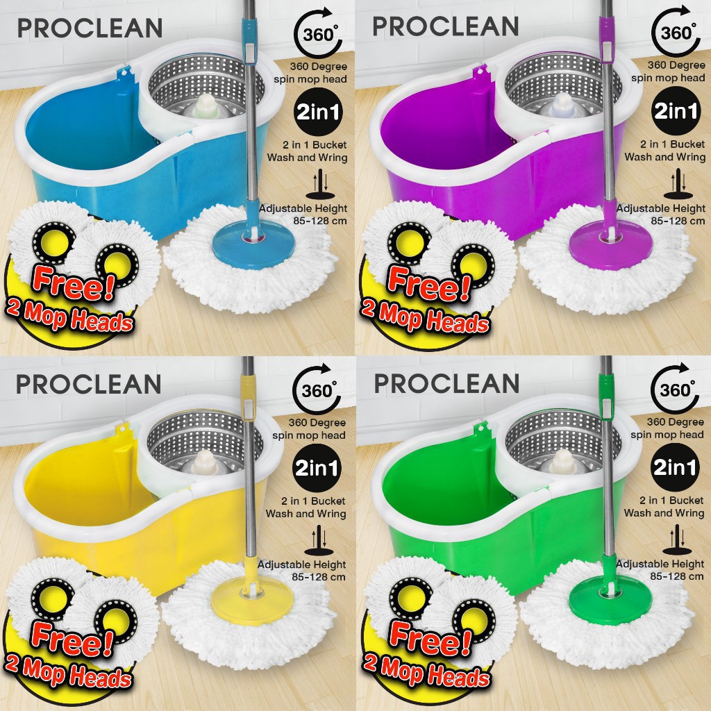 Mop Lantai Boleh Pusing Baldi Besi Spin Mop ECO Series Stainless Steel ...