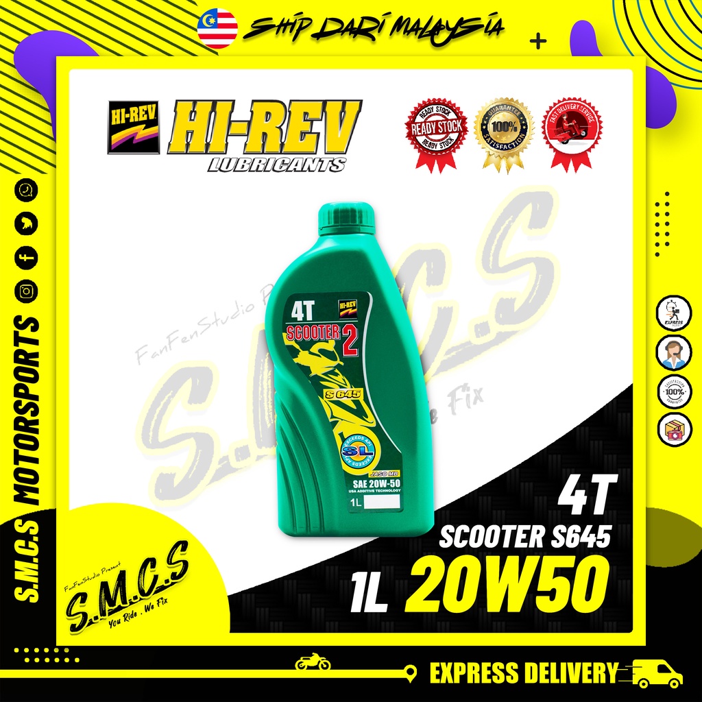 HI-REV Hirev 20W50 SCOOTER S645 4T [100%ORI] HIREV Minyak Hitam Skuter ...