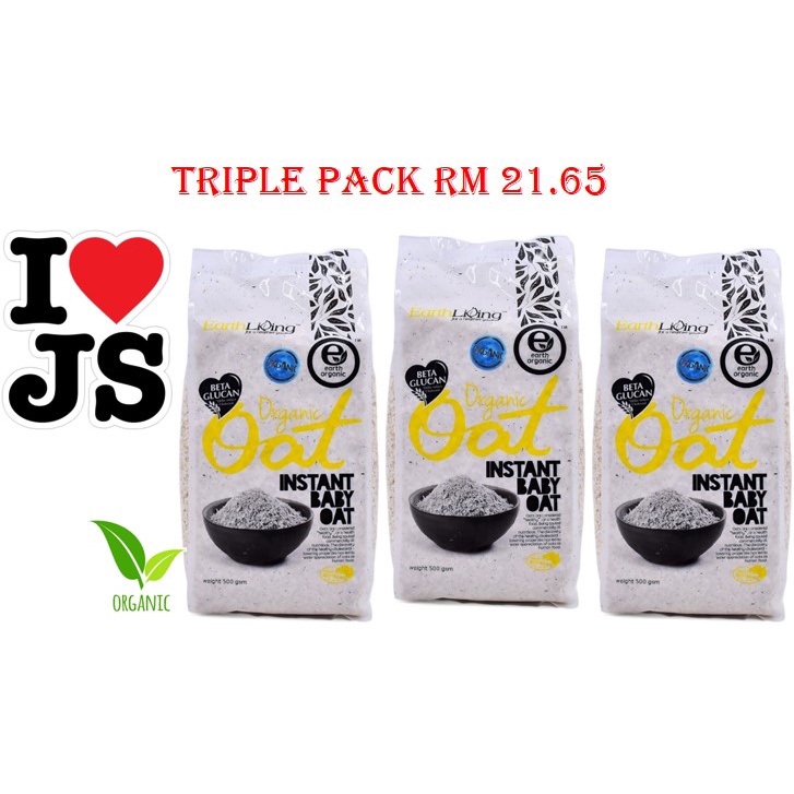 EARTH LIVING INSTANT BABY OAT 500G X 3 TRI-PACK [EXP 2024] | Shopee Malaysia