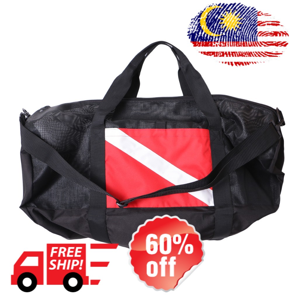 Heavy Duty Large Zipper Dive Flag Mesh Gear Bag Backpack for Scuba ...