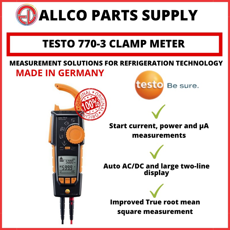 TESTO 770-3 CLAMP METER (BLUETOOTH-CONNECTED) | ALLCO PARTS SUPPLY ...