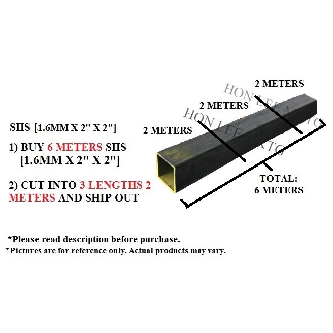 [1.6MM+/- (THICKNESS)] - [2" X 2"] [BUY 6M --> CUT TO 3PCS 2M] SQUARE ...