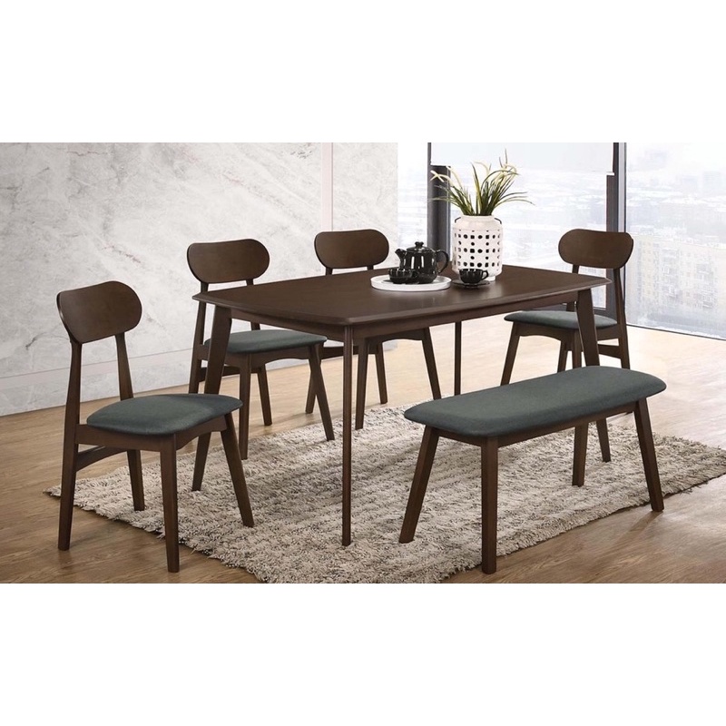 LPC MALL 8012 Dining Set 1+4+Bench / Meja Makan 1+4+Bench /White ...