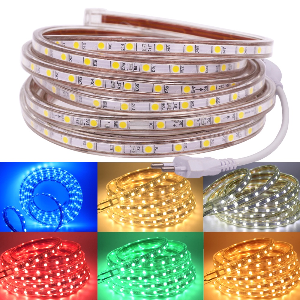 5050 LED Strip Light 220V Waterproof 60LED/m Flexible LED Ribbon with ...