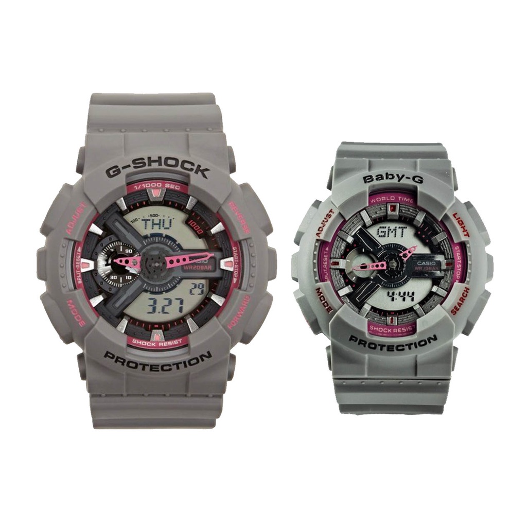 G shock Couple watch G shock Baby G GA1110 & BA110 Gray Pink Autolight ...