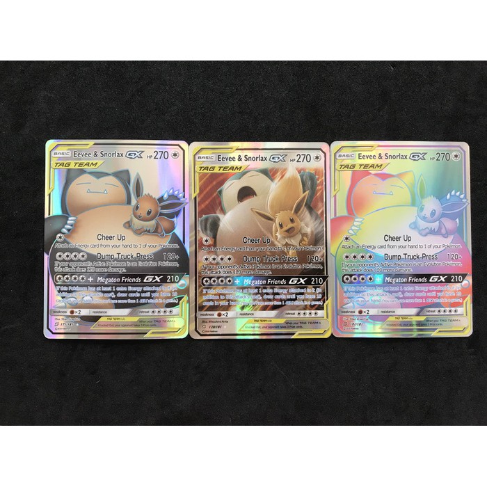 Pokemon TCG Sun&Moon Tag Team Eevee & Snorlax GX Cards (3 cards ...