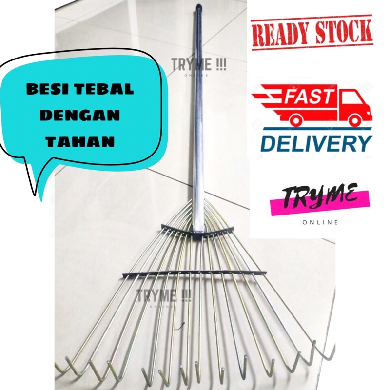 CAKAR BESI RUMPUT HEAVY DUTY GARDENING TOOLS GARDEN RAKE CAKAR BESI ...