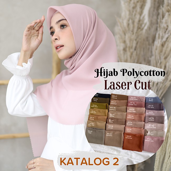 Rectangular Hijab Poly Cotton Laser Cut 2, Bella Square, Plain Hijab ...