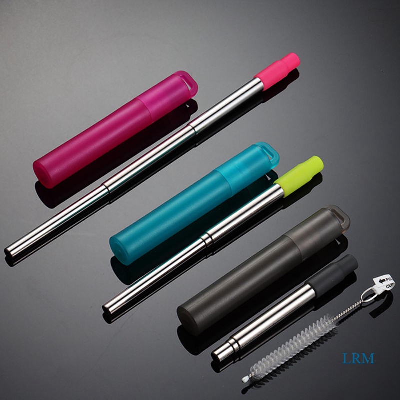 LRM Reusable Metal Straw Collapsible Stainless Steel Straws Portable ...