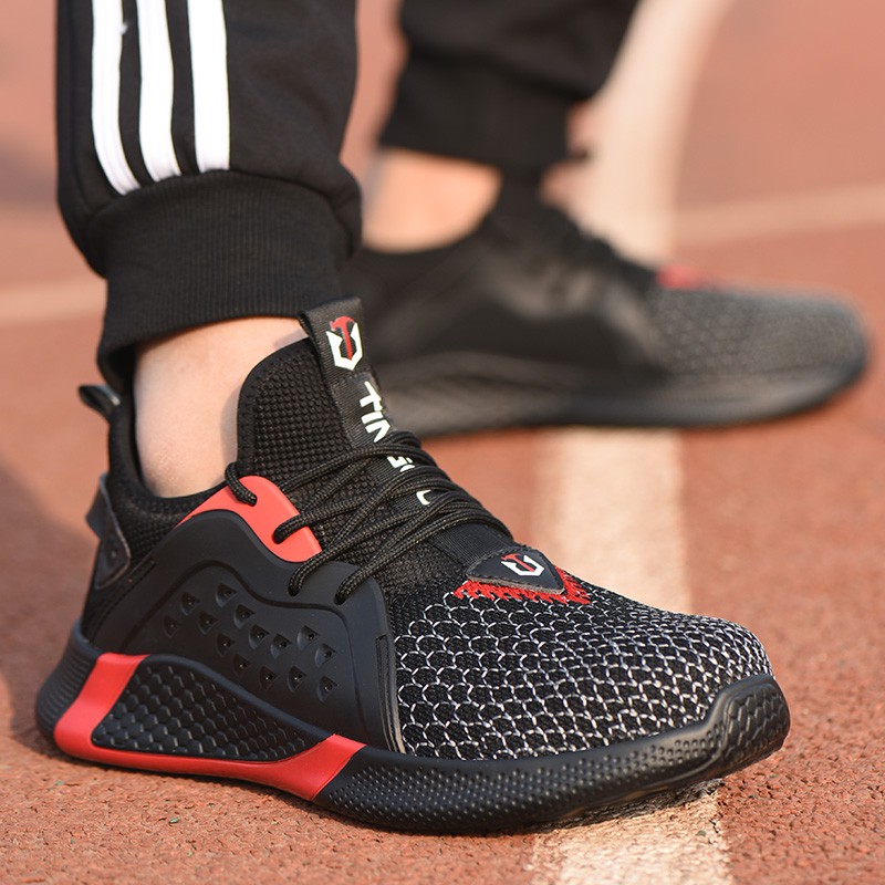 [TINGGU]Men's safety shoes boots light breathable steal toe sports anti ...