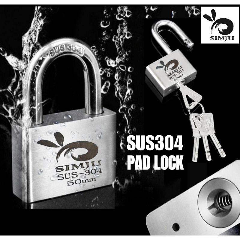 SIMJU 304 Stainless Steel Heavy Duty Padlock / House Lock / Mangga ...