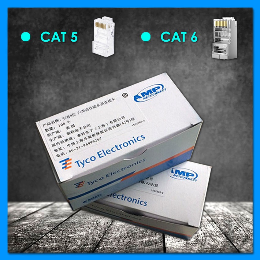 (Ready Stock) High Quality AMP RJ45 CAT5 CAT5E CAT6 8P8C Modular Plug ...