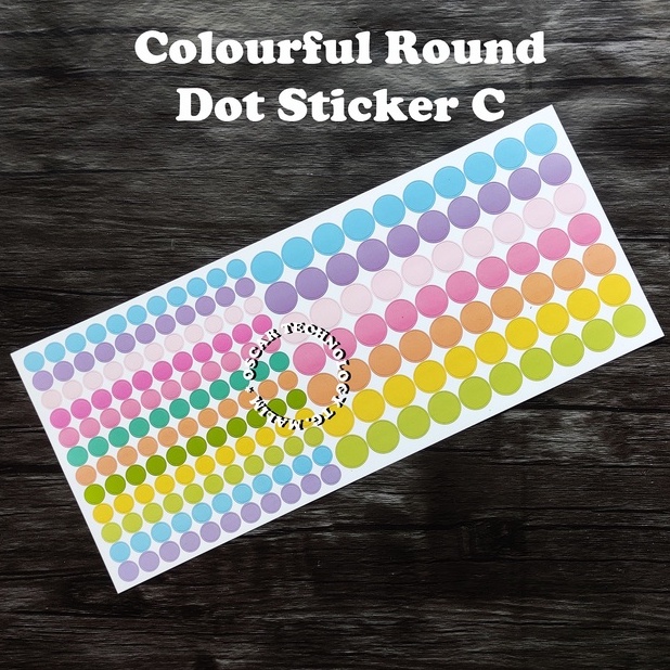 Colourful Round Dot Sticker / Rainbow Circle Dot Labels / Rectangle ...