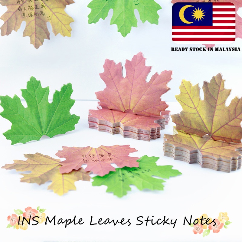 INS Creative Maple Leaves Sticky Notes DIY Decorations Leaf Shape Memo ...