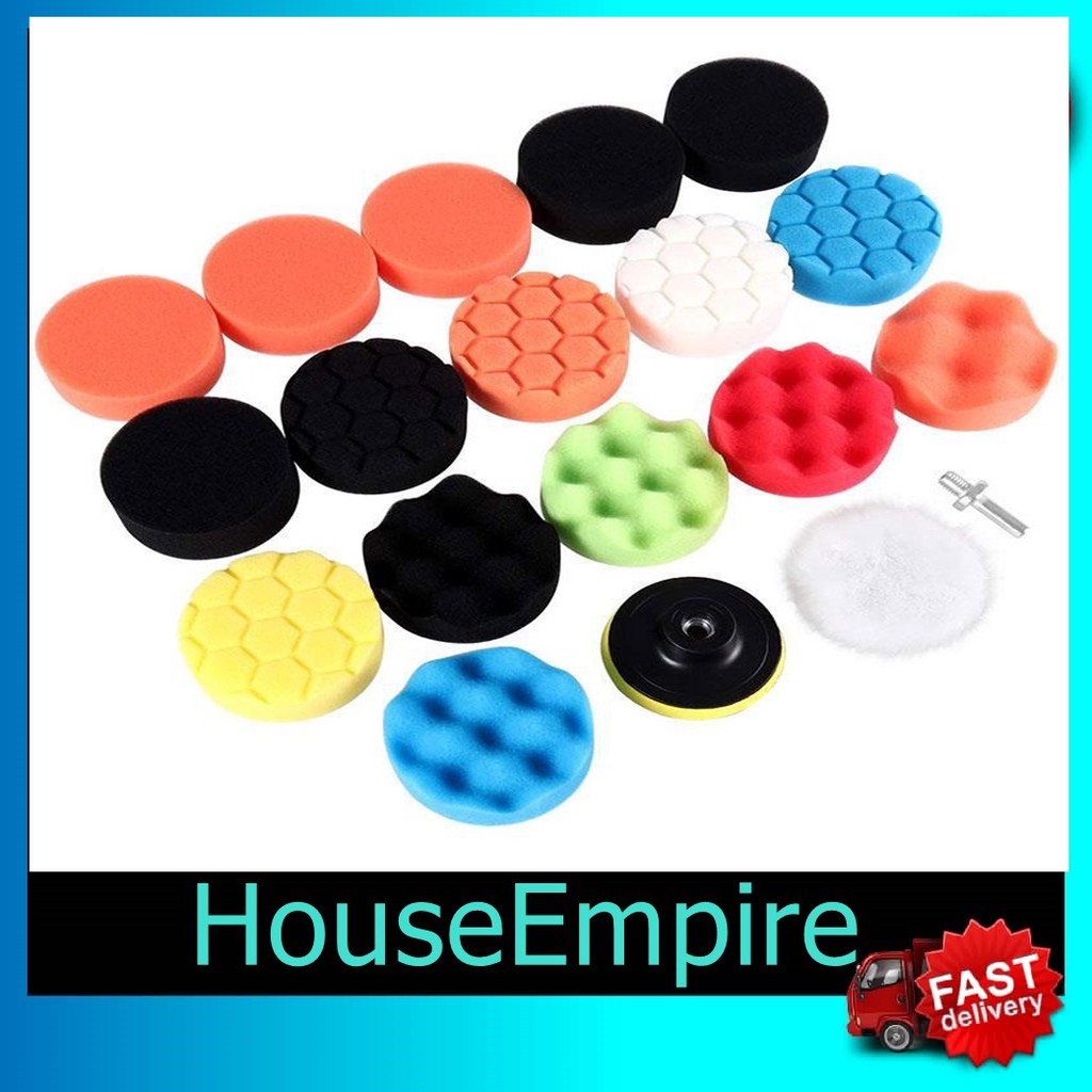 19pcs 4inch 100mm Car Polishing Waxing Buffing Sponge Pad Kit Span ...