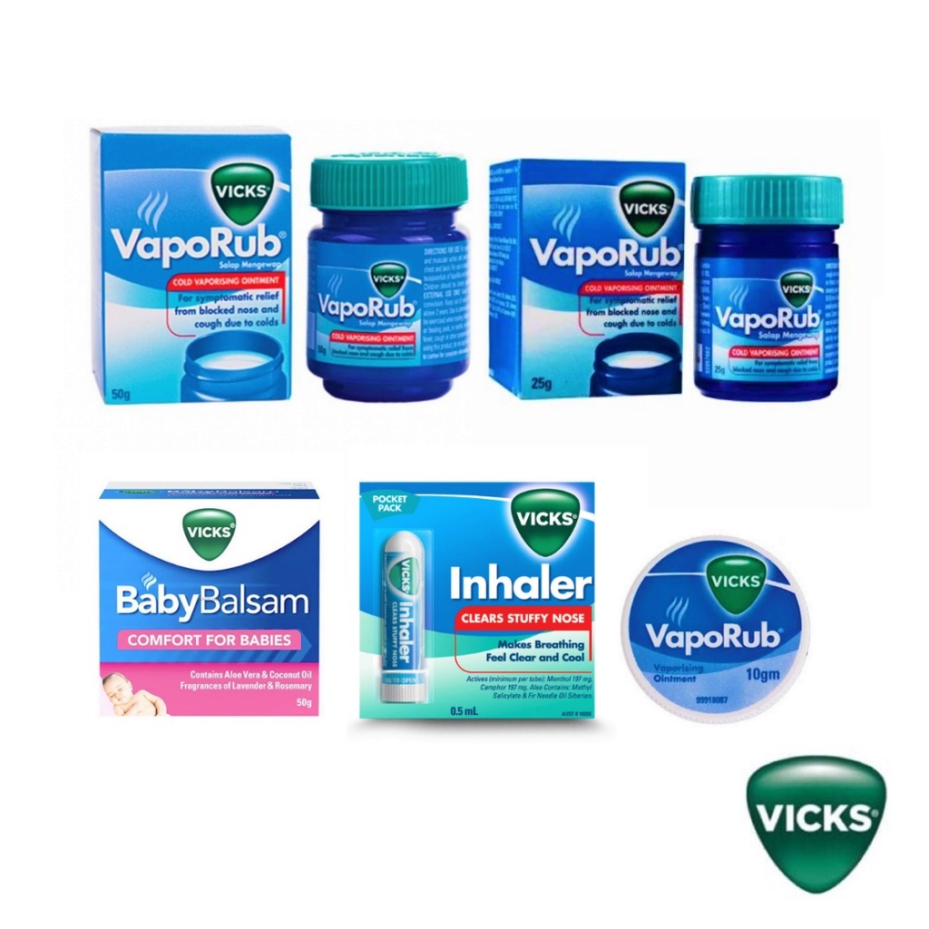 VICKS ( Vaporub 10g 25g ), ( Inhaler 0.5ml ), ( Baby Balsam 50g ...