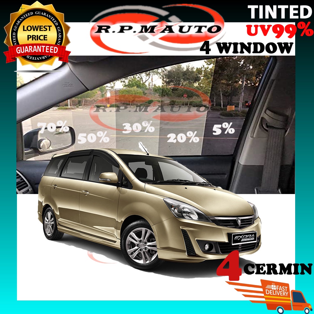 Proton Exora UV99% Black hitam Tinted 4Door 4Tingkap Siap Potong tinted kereta exora tinted ...