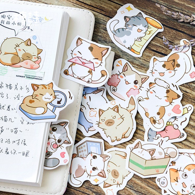 Cute Meow Cat Stickers (45pcs) | Shopee Malaysia