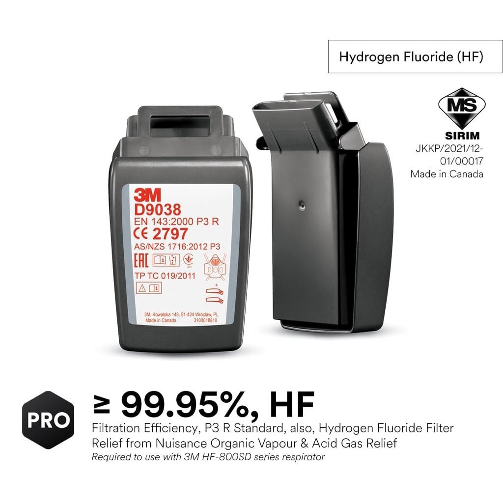 3M D9038 Secure Click P3R Filter/ Hydrogen Fluoride Cartridge/Use with ...