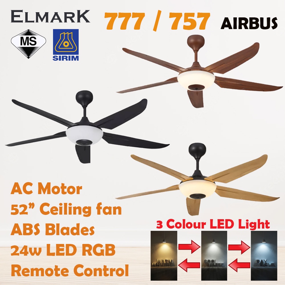 ELMARK KING OF FAN 52'' CEILING LED LIGHT ( AIRBUS 777 / 757 ) REMOTE ...