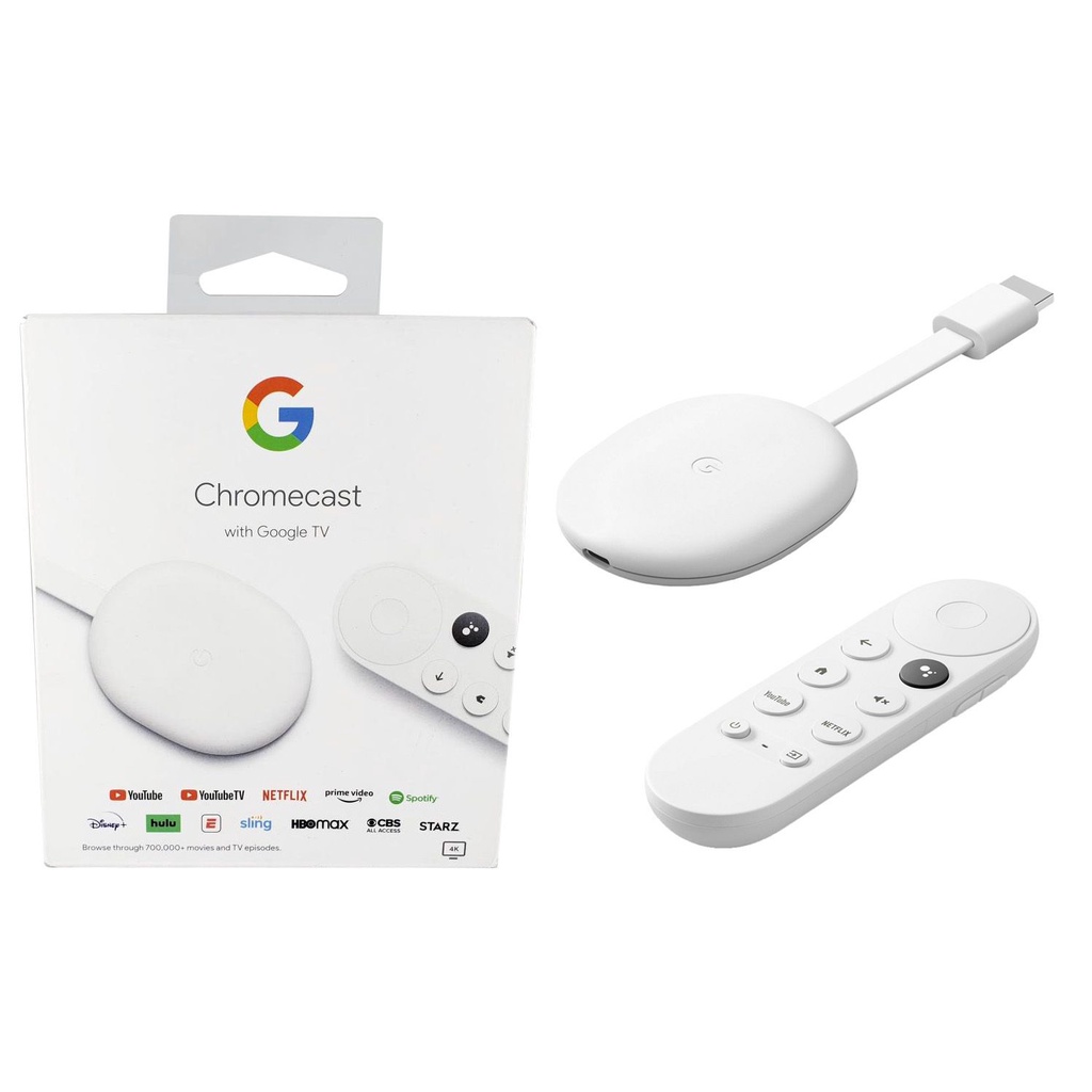 Google Chromecast with Google TV (Snow) - US Plug Power Adapter 4K ...