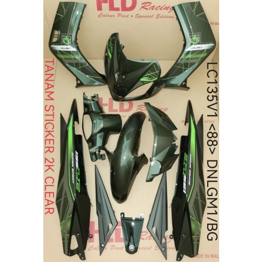 LC135 V1 YAMAHA BODY SET COVER SET TANAM STICKER 2K CLEAR HIJAU LUMUT ...