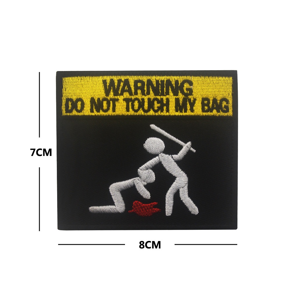 Velcro Patch WARNING Connotation 3D Embroidery Creative Badge DIY Tactical Cloth Sticker ...