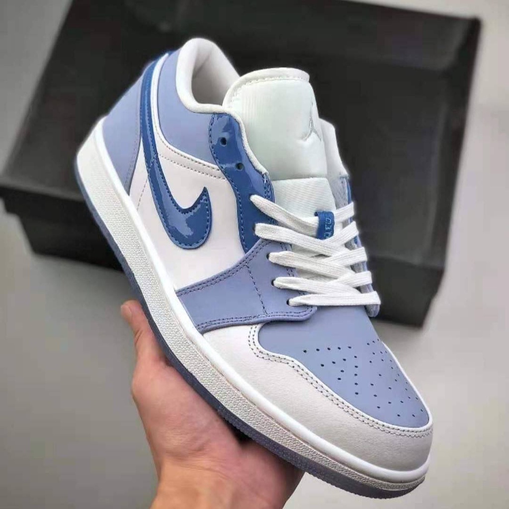 Nike AIR JORDAN 1 LOW Lighty SWOOSHERS HAZE BLUE WHITE Original Full ...