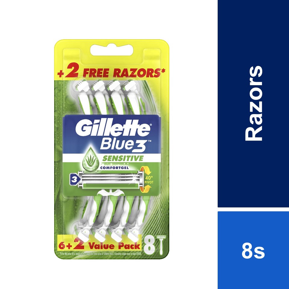 Gillette Blue3 Sensitive Disposable Razors 8s | Shopee Malaysia