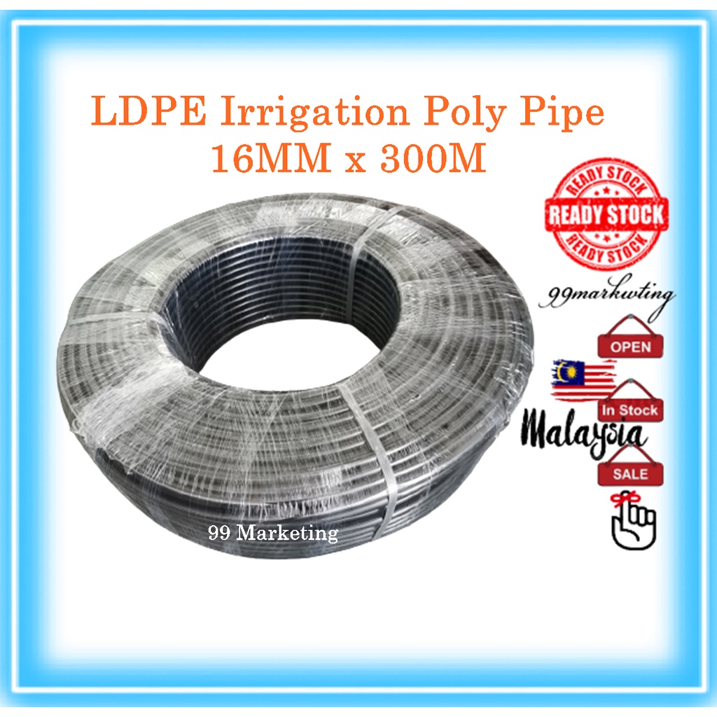 LDPE Irrigation Poly Pipe (16MM x 300M) Agriculture Fertigasi Water ...