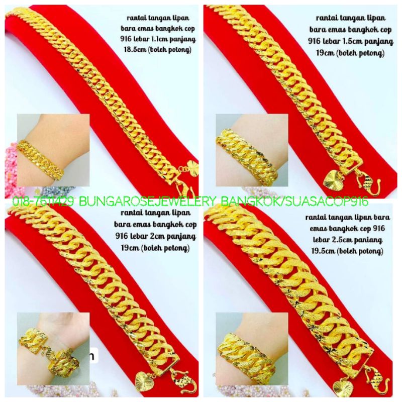 🔥Gelang Tangan Lipan Kait Emas Bangkok Cop 916🔥💯 ...