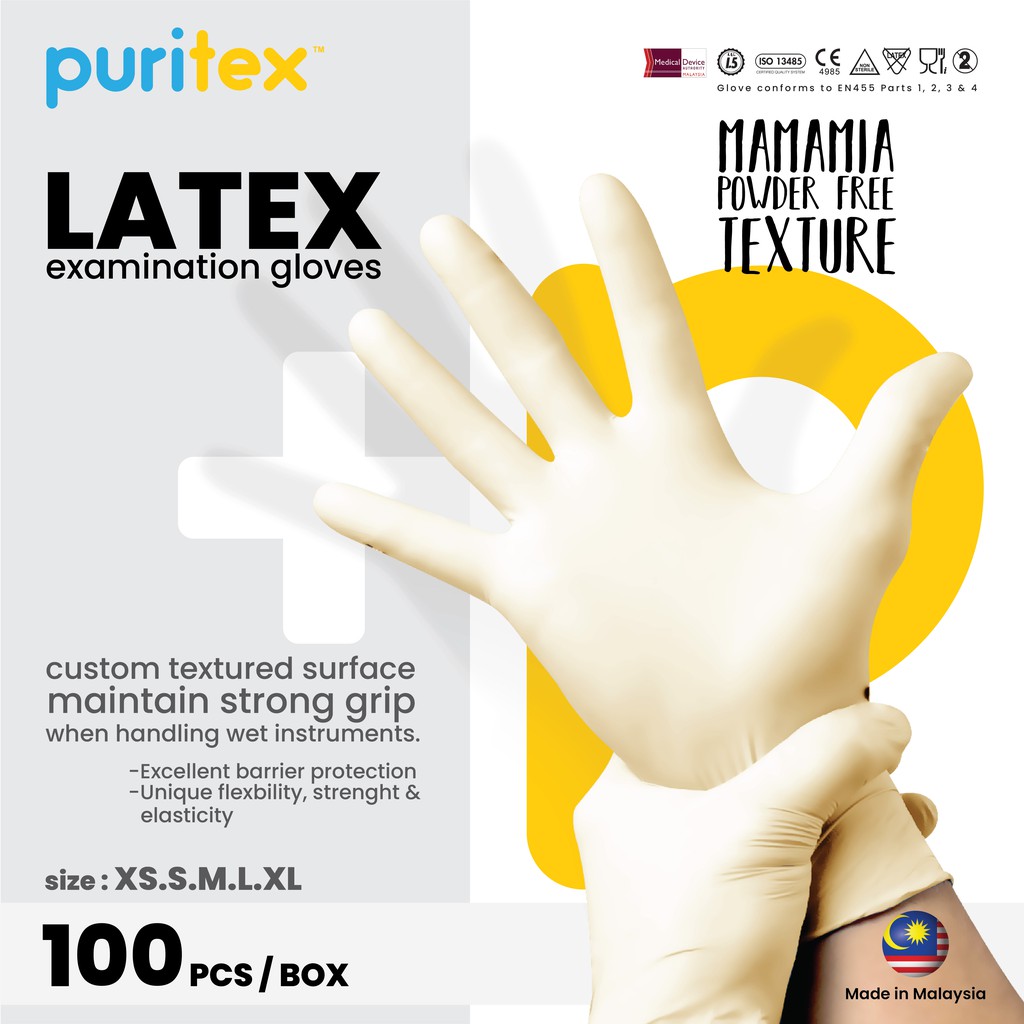 Puritex Latex Examination Glove Powder Free Gloves, Medical, Beauty ...